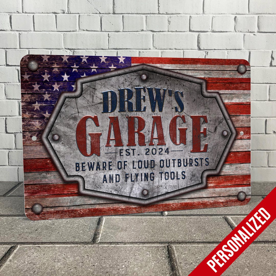 American Garage Sign, Personalized Vintage Metal Workshop Sign - Etsy