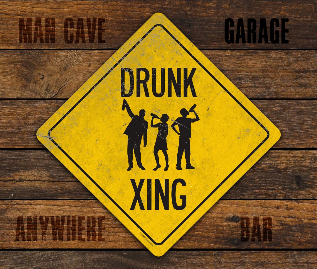 Drunk Crossing Funny Metal Bar Sign Fun Bar Decor 12 X 12 - Etsy