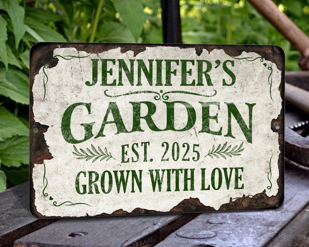 Custom Metal Garden Sign: Rustic Personalized Outdoor Decor - Etsy