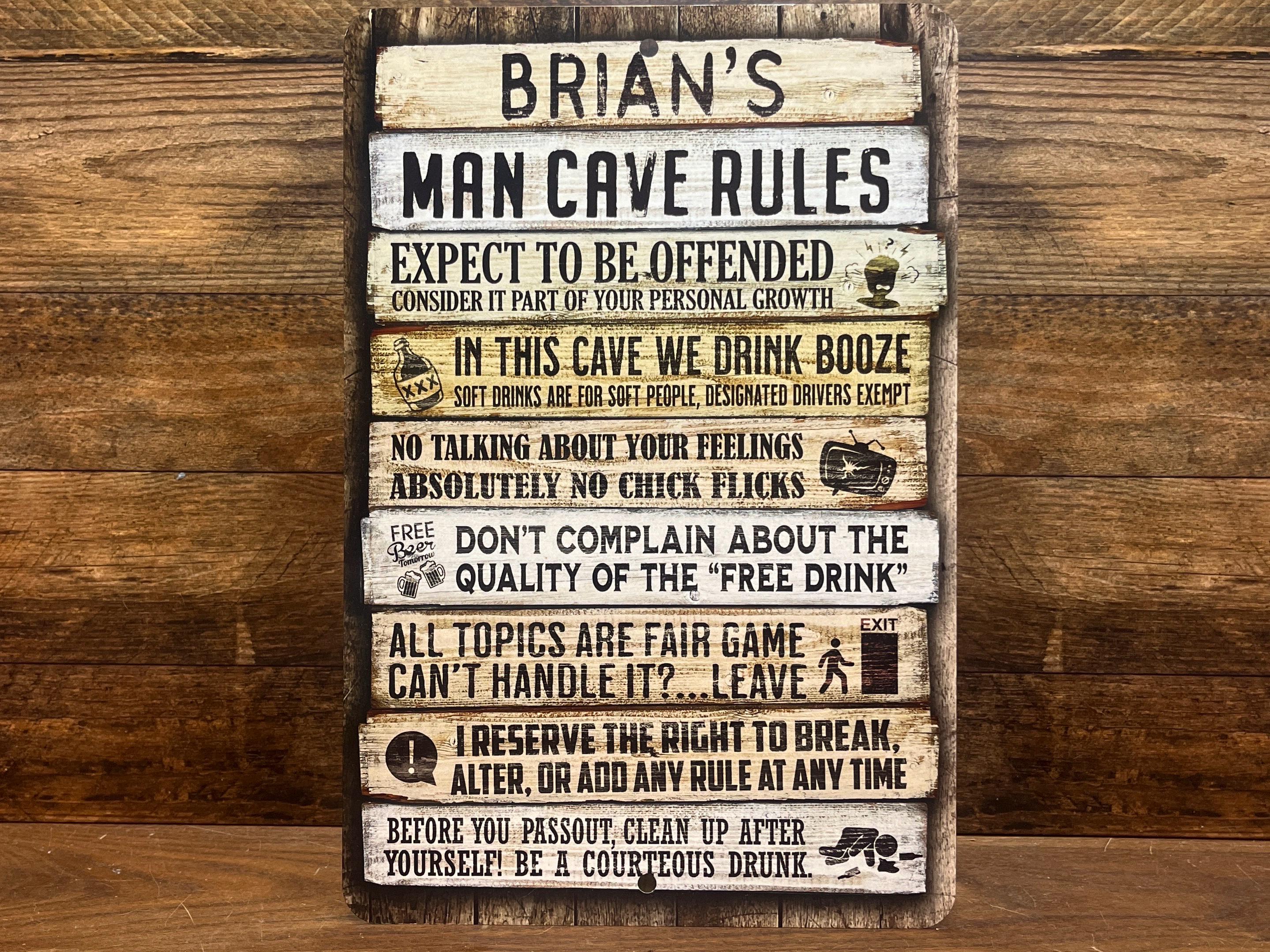 Personalized Man Cave Rules Sign: Funny Bar Decor Gift - Etsy