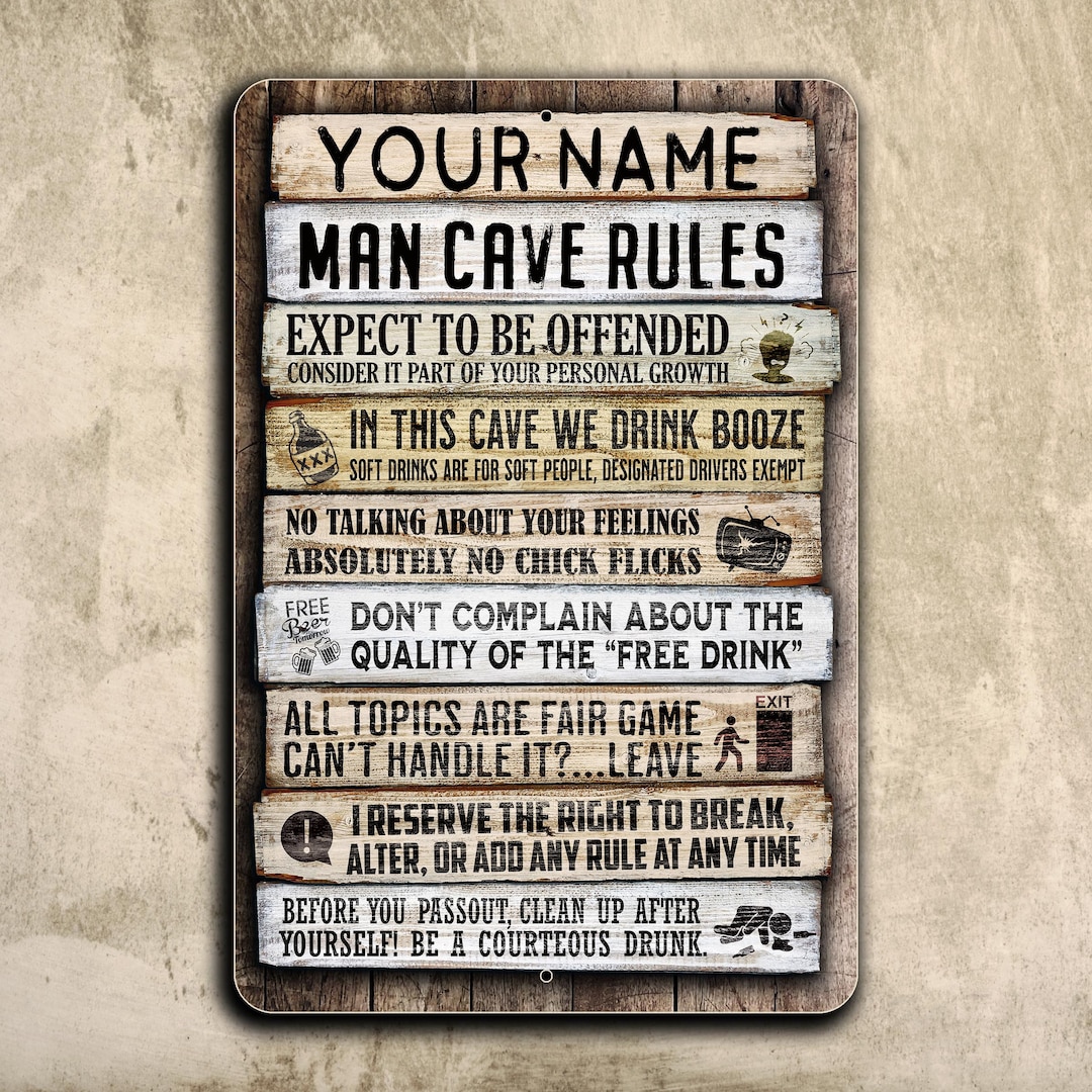 Personalized Man Cave Rules Sign, Funny Custom Bar Decor, Gift for Him - Etsy