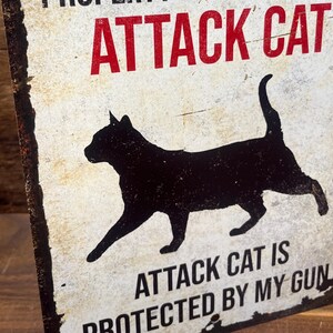 Funny Cat Sign: Property Protected by a Cat, Metal Kitty Decor - Etsy