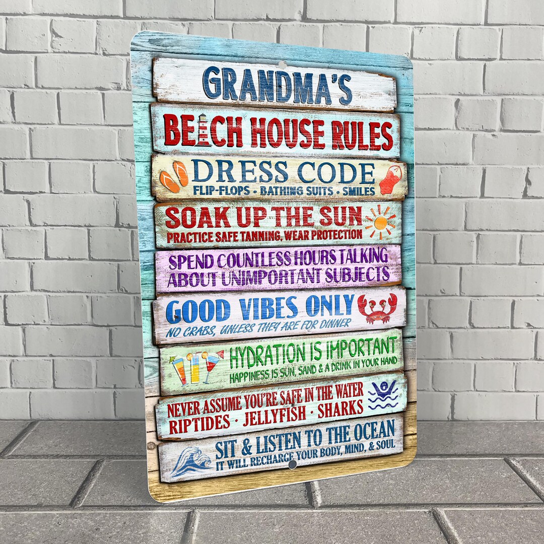 Beach House Rules Sign | Funny Vacation Home Decor | Personalized ...
