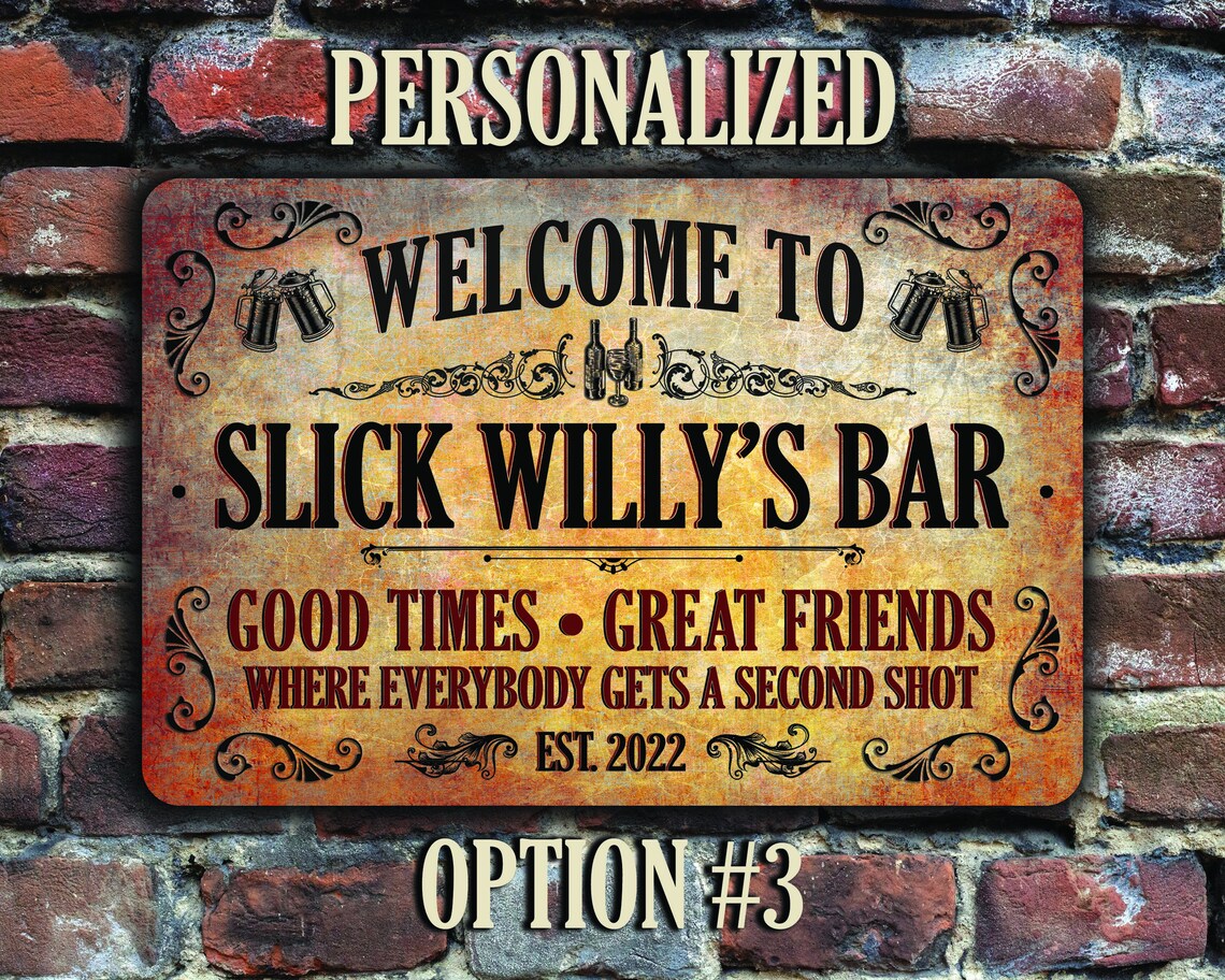 Vintage Bar Sign Custom Metal Pub Sign Rustic Personalized | Etsy