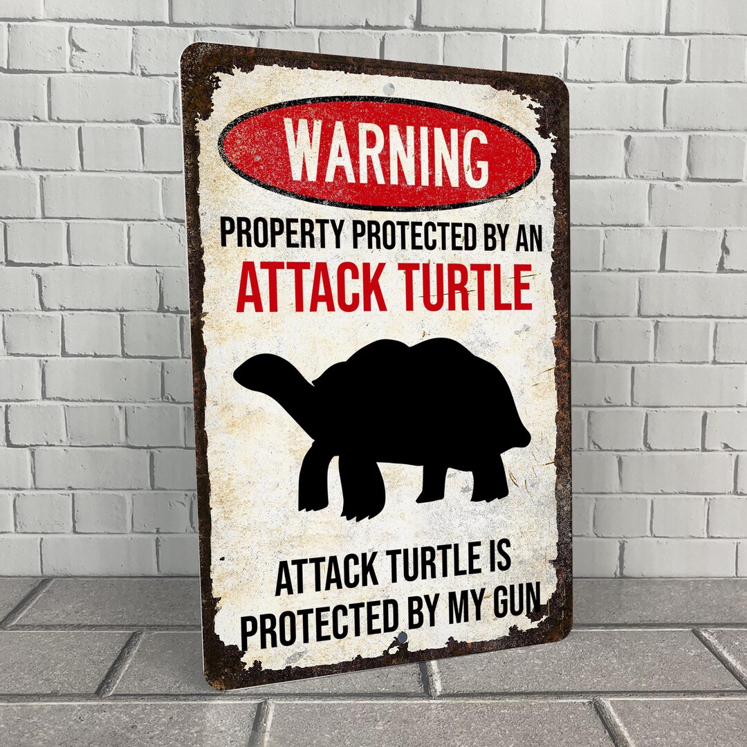 Attack Turtle Sign, Funny Metal Tortoise Lovers Gift for Gun Owners - Etsy