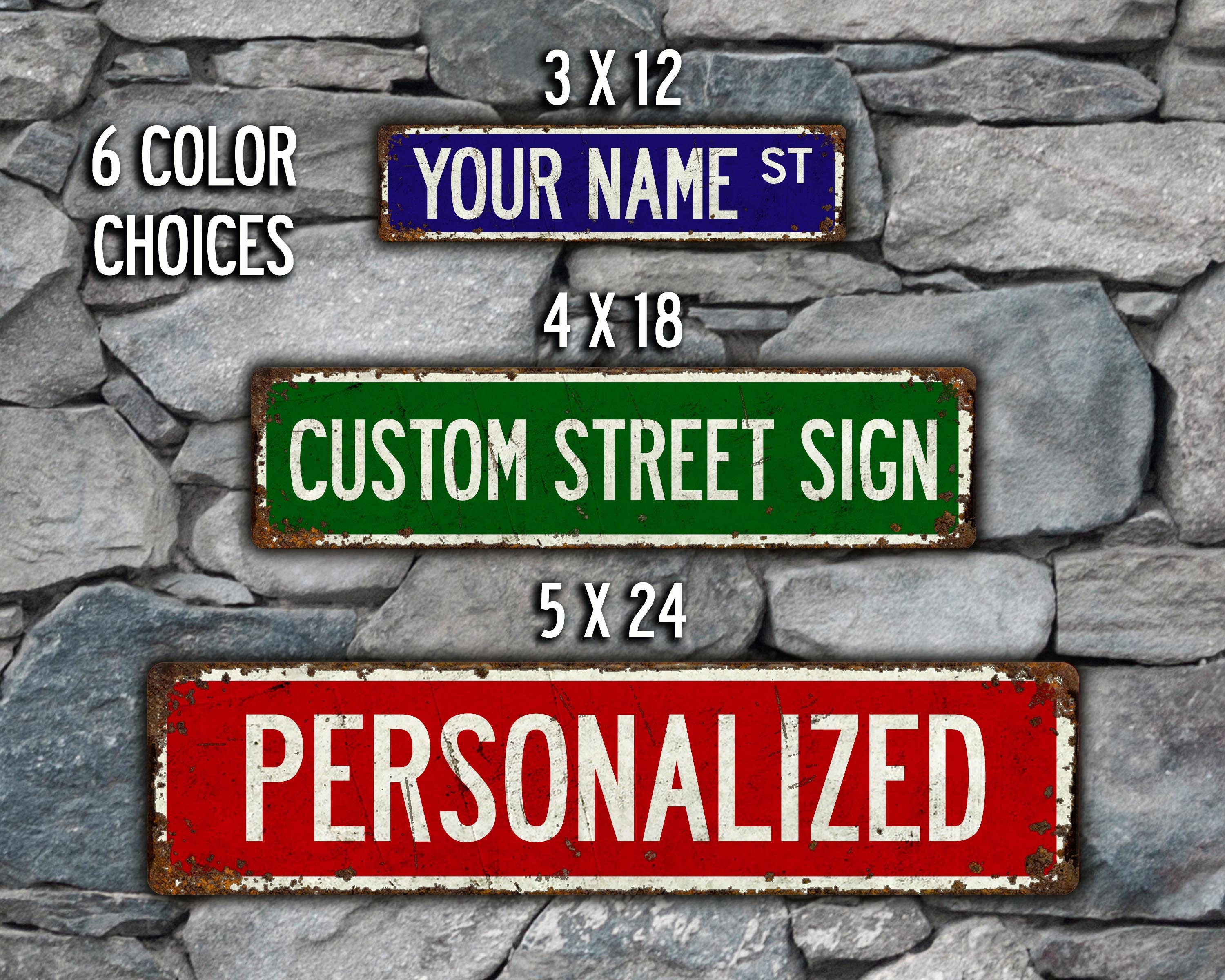 Street Sign Custom Street Sign Vintage Design 6 Color - Etsy