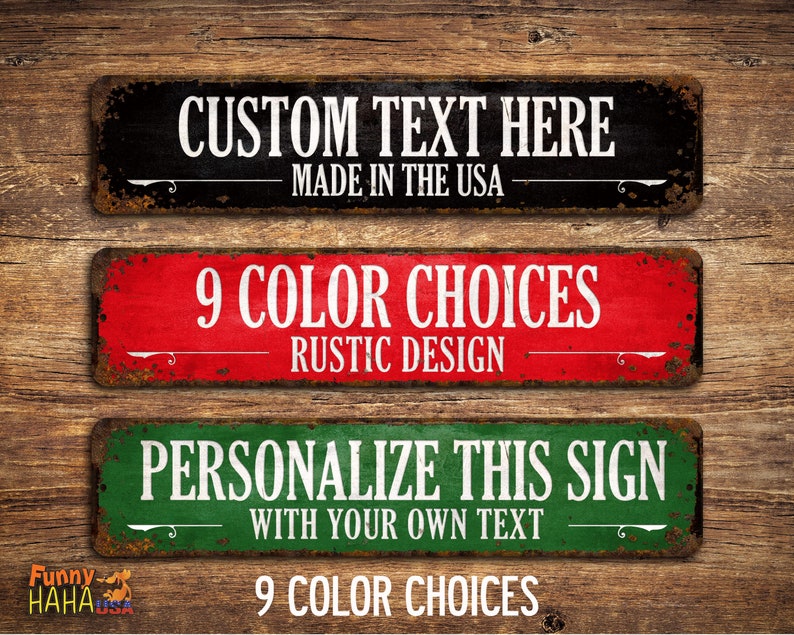 Street Sign Custom Color Rusted Metal Look Double Line Sign - Etsy