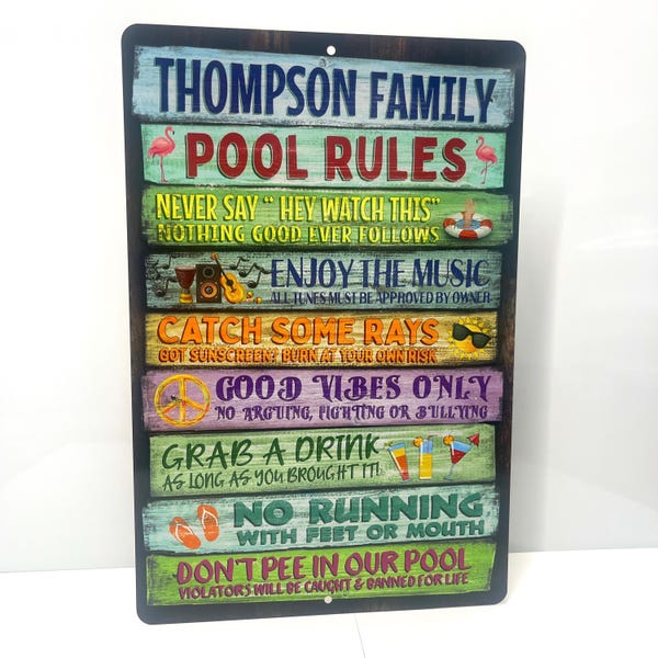 Pool Rules Sign - Etsy