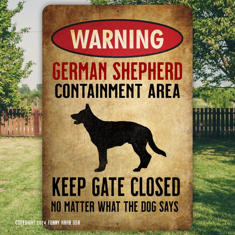 Funny German Shepherd Sign: Warning, Say a Prayer - Metal Dog Decor - Etsy
