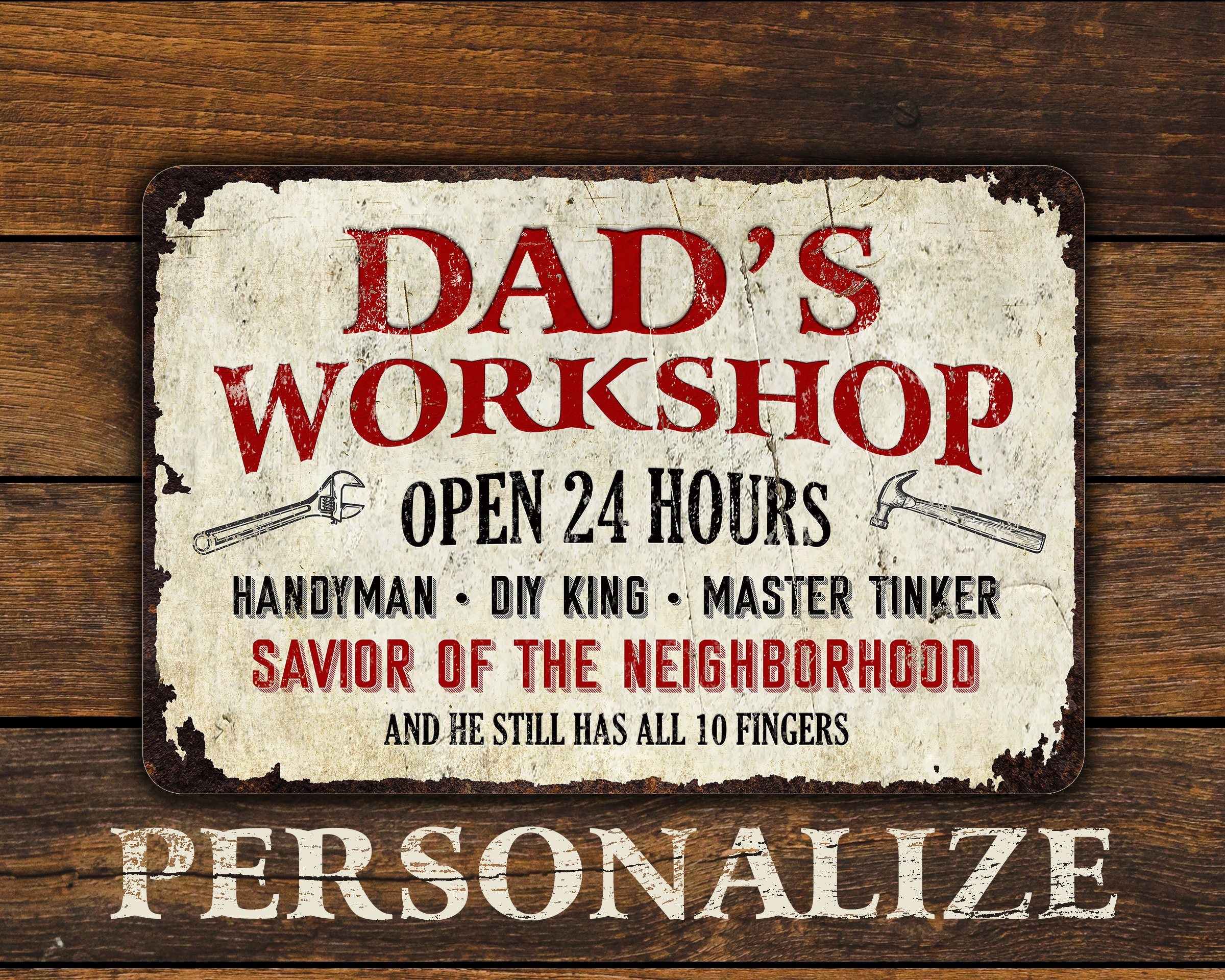 Workshop Sign Personalized Funny Gift for Dad Custom Metal - Etsy