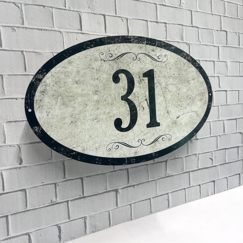 Custom Oval Metal Address Sign Vintage-style With Weathered Appearance ...