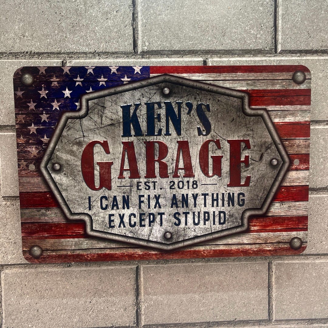 American Garage Sign, Personalized Vintage Metal Workshop Sign - Etsy
