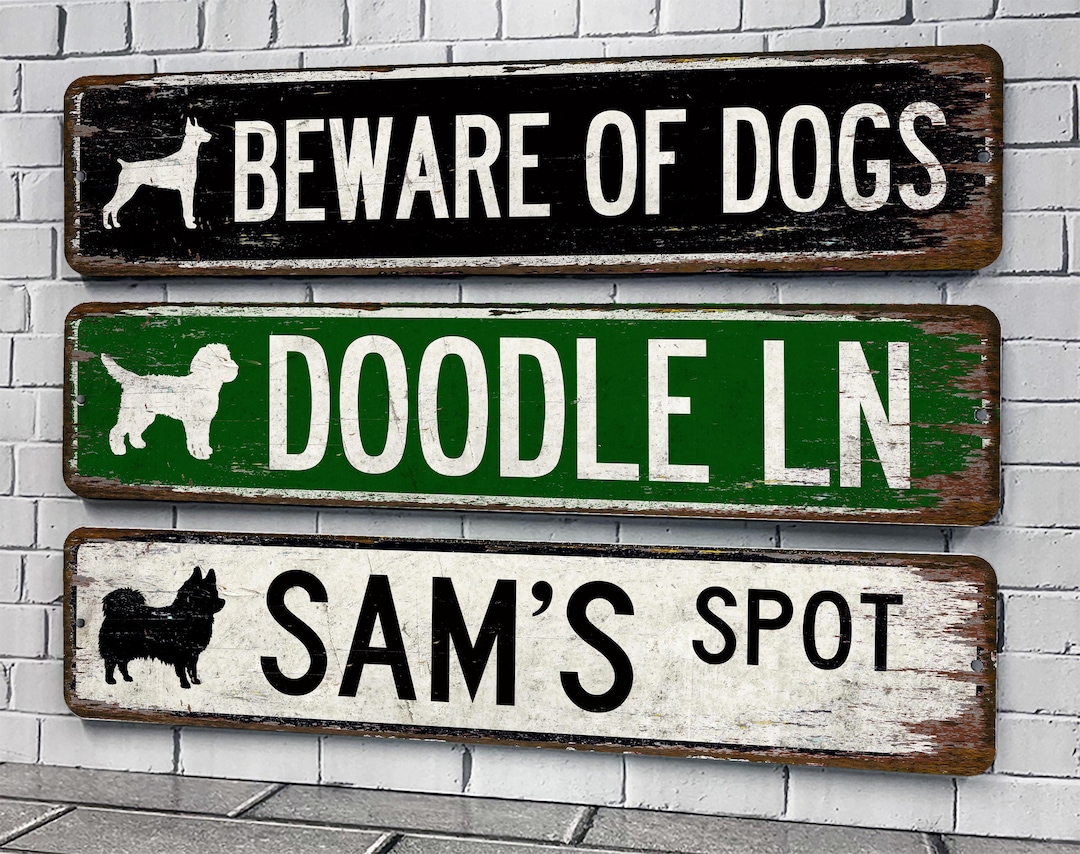 Custom Dog Breed Street Sign: Aluminum Doghouse Decor (4" X 18") - Etsy