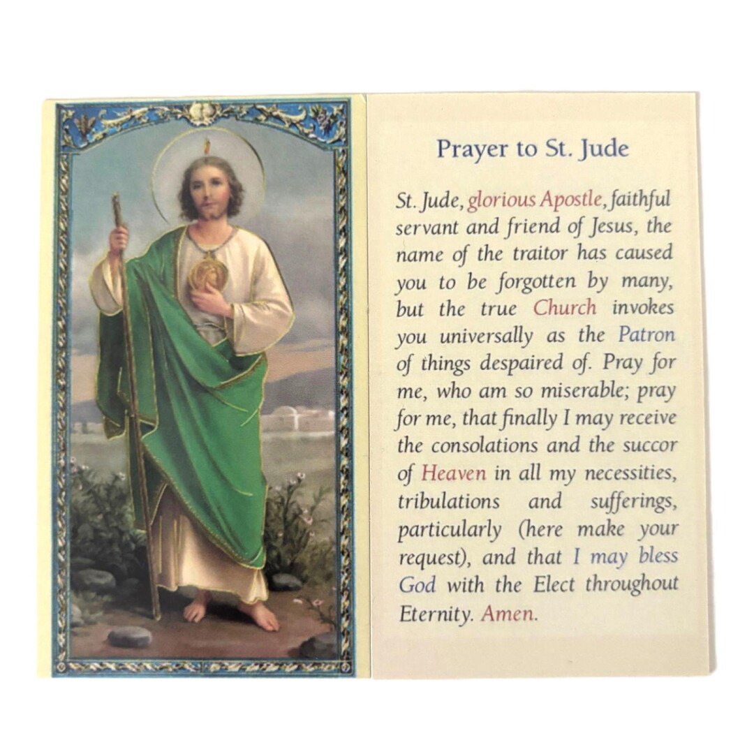 St. Jude, Saint Jude Holy Card with Prayer, Saint Jude, Pack of 12 ...