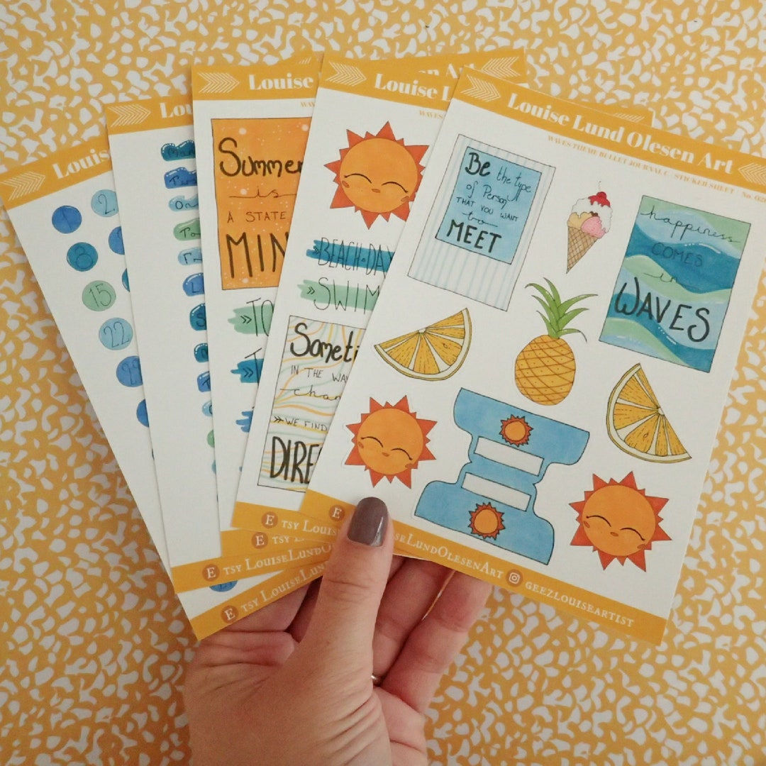 SUMMER STICKERS 5 Pack Set Bullet Journal Stickers Waves Theme ...