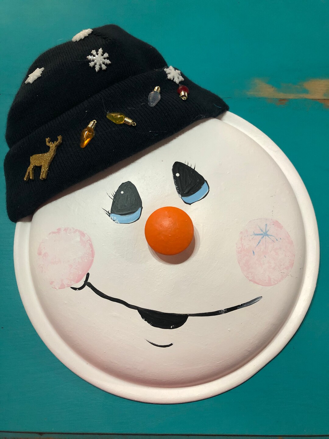 Jolly Metal Snowman Face, One-of-a-kind Holiday Decor - Etsy