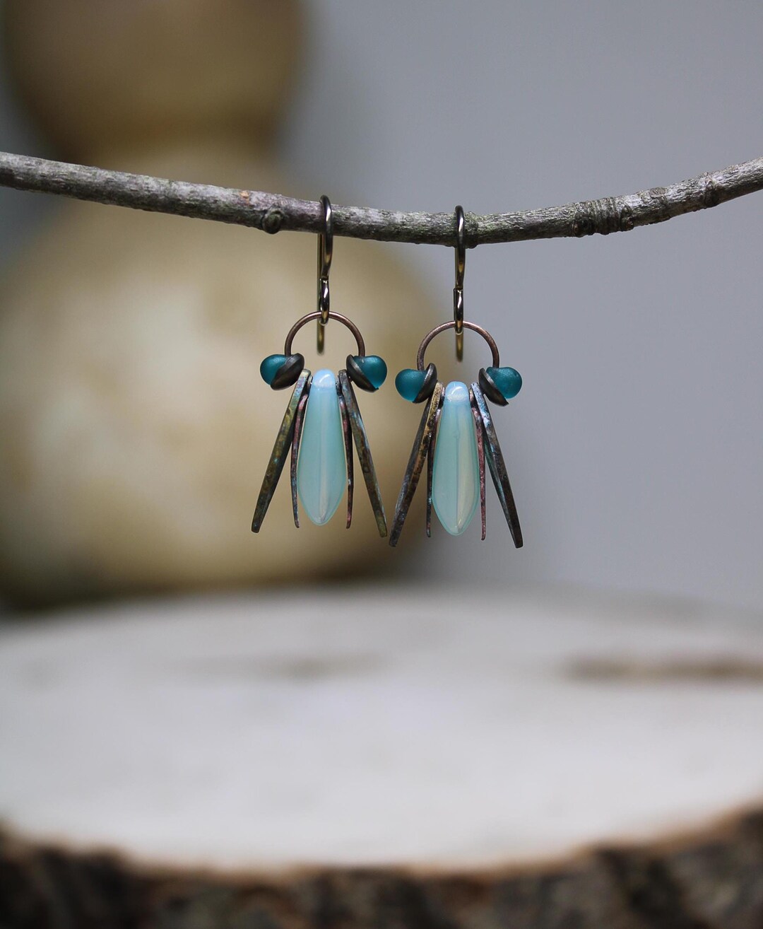 Elegant Firefly Earrings * Interpretive Art Jewelry * Blue Glass ...