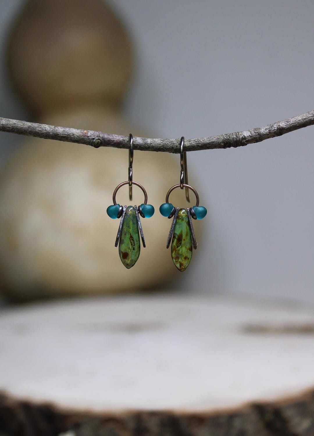 Forest Green Firefly * Woodland Bug * Metal & Glass Jewelry - Etsy