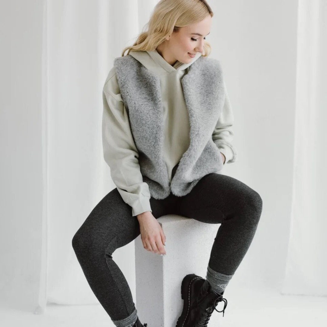 Merino Wool Vest, for Women, Perfect Gift, Light Gray Vest, Perfect for ...