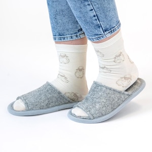 Merino Wool House Slippers – Open-toe Felted Wool Slippers for Women ...