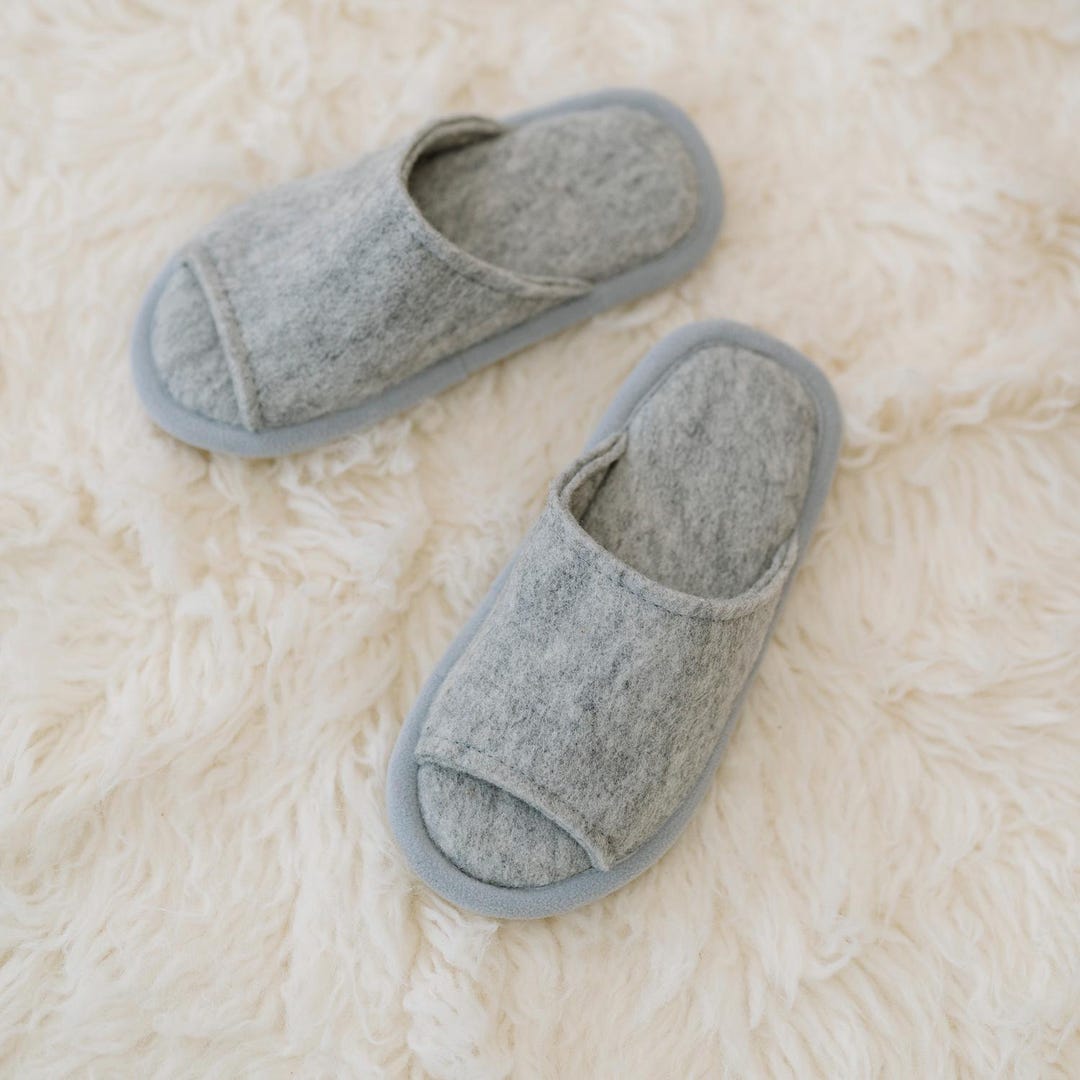 Merino Wool House Slippers – Open-toe Felted Wool Slippers for Women ...