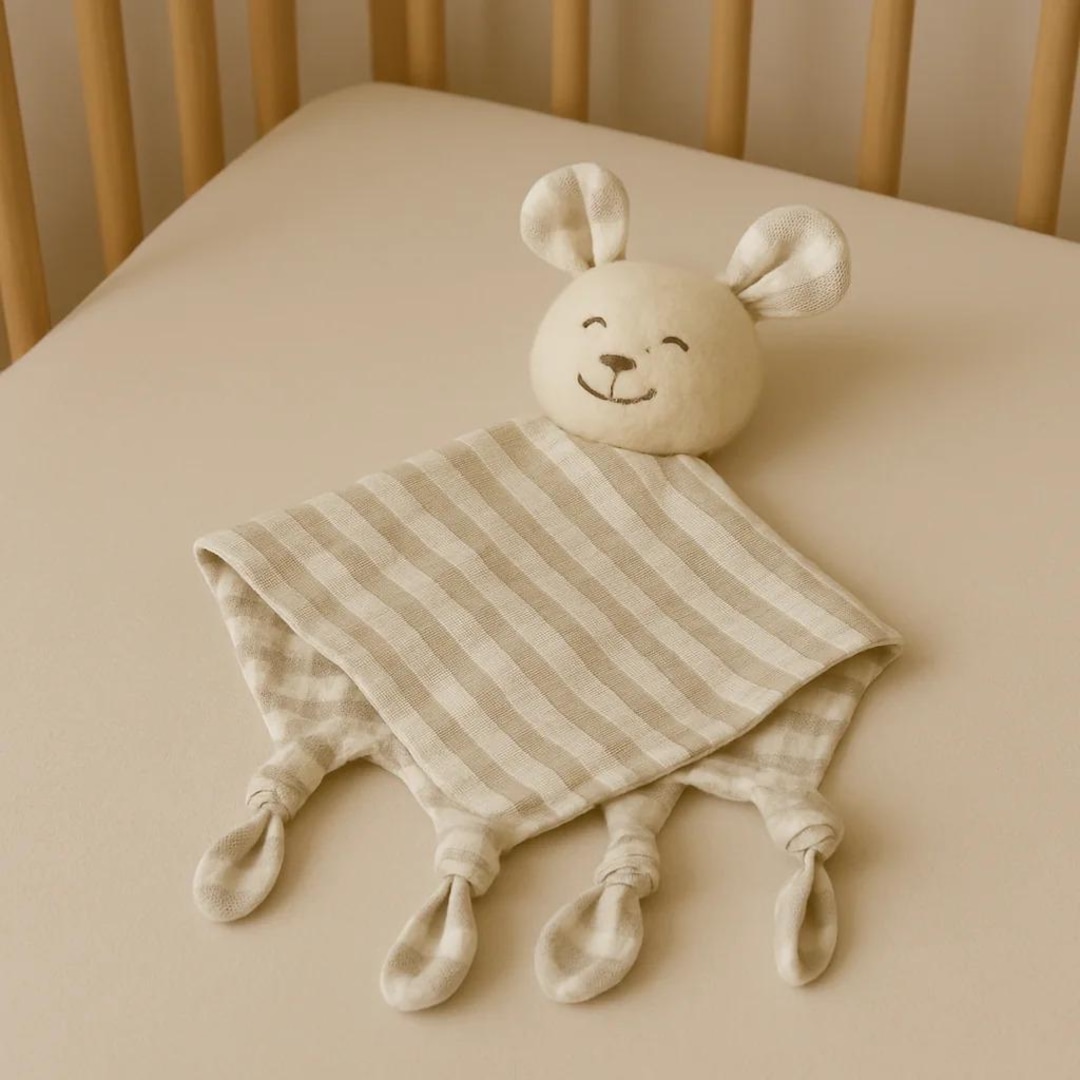 Baby Comforter Mouse – 100% Wool and Linen Lovey, Natural Sleep Toy for ...