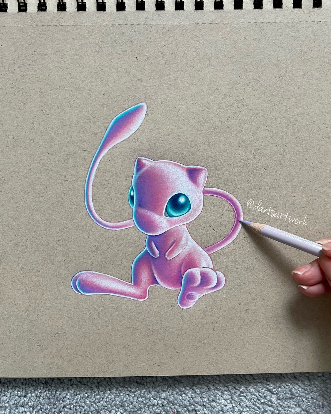 ORIGINAL Coloured Pencil Drawing of Mew - Etsy