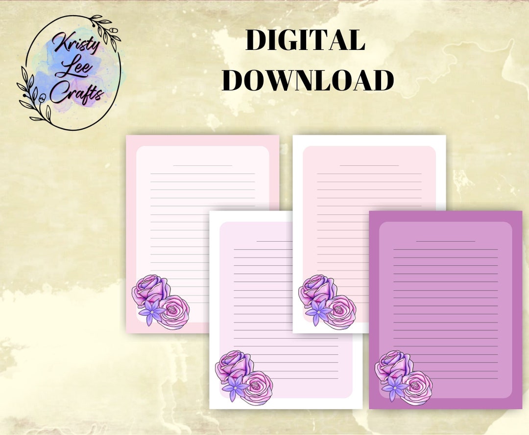 Printable Stationary Set US Letter Size PDF, Instant Download ...