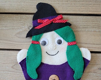 Green Witch Halloween Puppet - Etsy