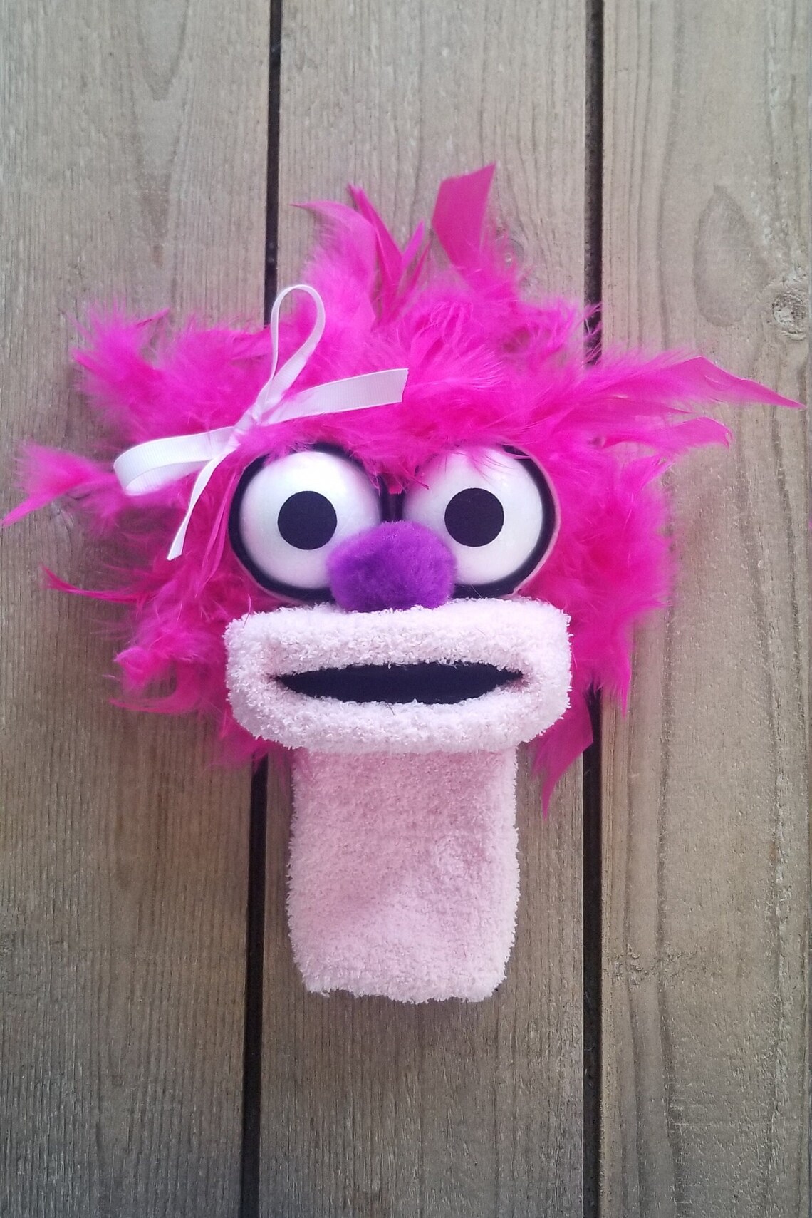Fuzzy Sock Puppet Crazy Hair Puppet Girl Hand Puppet Pink | Etsy