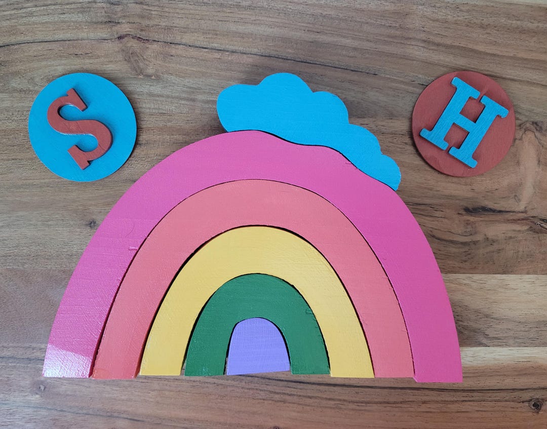 Rainbow Stacker, Rainbow Puzzle Stacker, Wooden Toy, Waldorf Puzzle ...