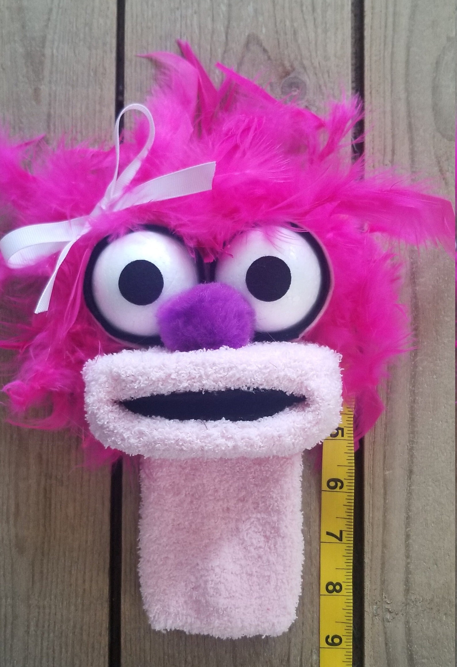 Fuzzy Sock Puppet Crazy Hair Puppet Girl Hand Puppet Pink | Etsy