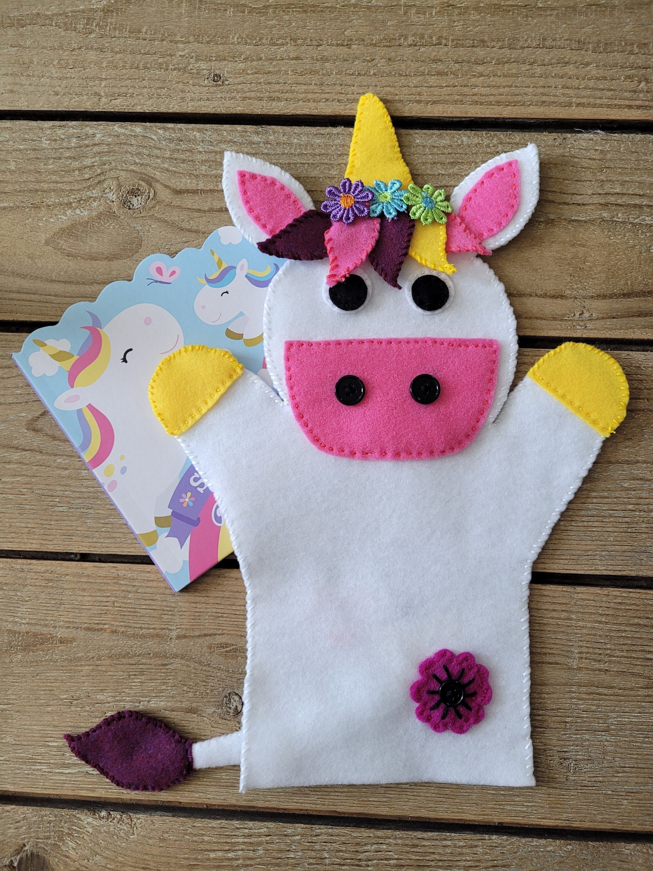 Unicorn Puppet & Book Set: Hand Sewn Felt Toy - Etsy