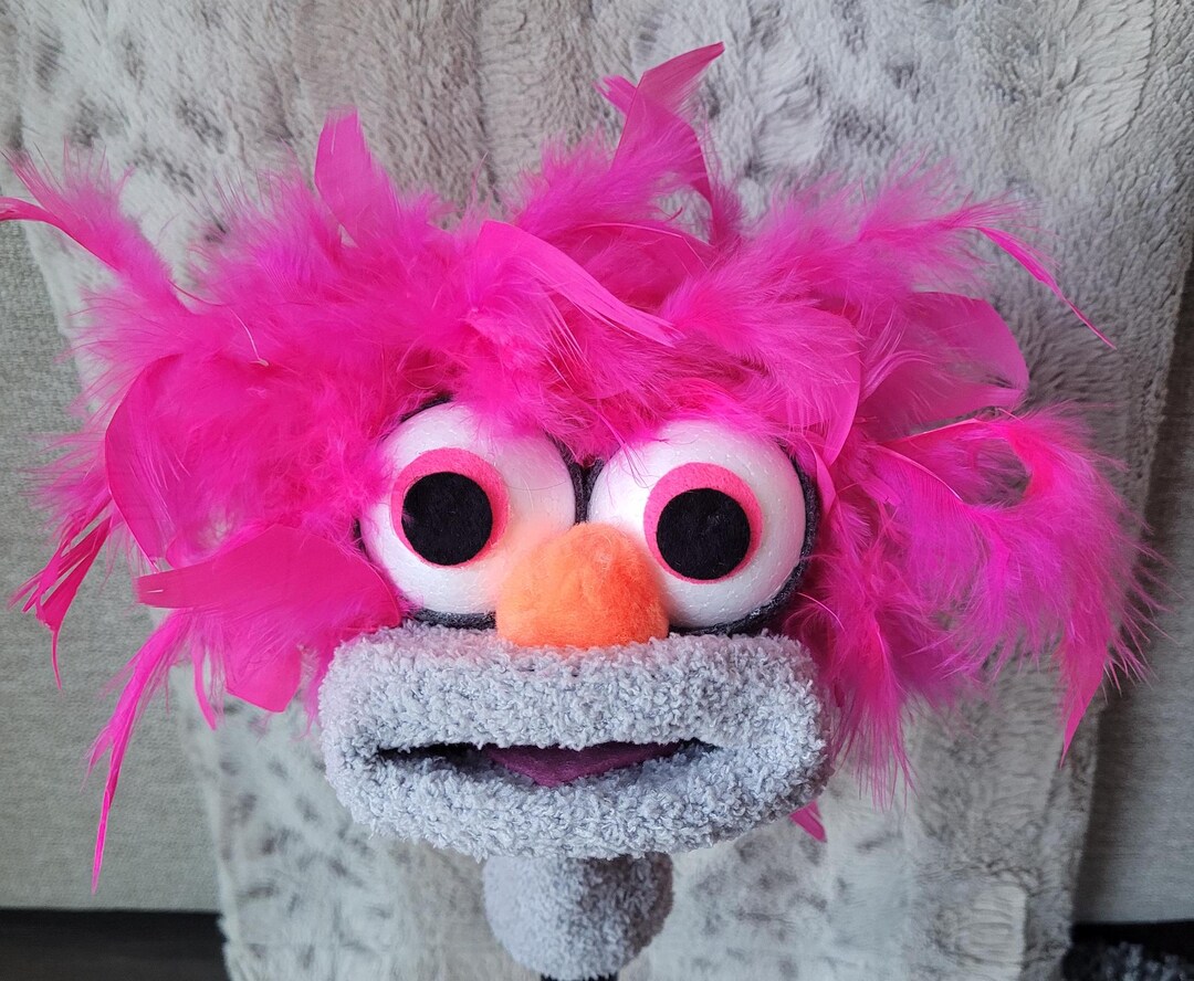 Fuzzy Sock Puppet, Crazy Hair Puppet, Girl Hand Puppet, Pink Sock ...