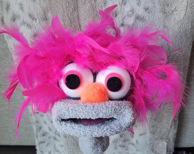 Fuzzy Sock Puppet, Crazy Hair Puppet, Girl Hand Puppet, Pink Sock ...