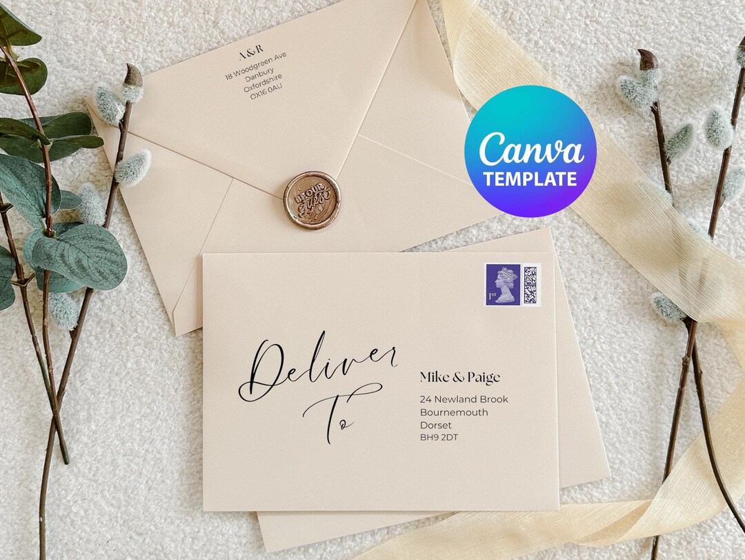Envelope Address Template 5 X 7| Modern Address Label | DIY Wedding ...