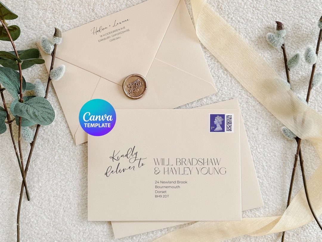 Envelope Address Template 5 X 7 | DIY Wedding Labels | Modern Address ...