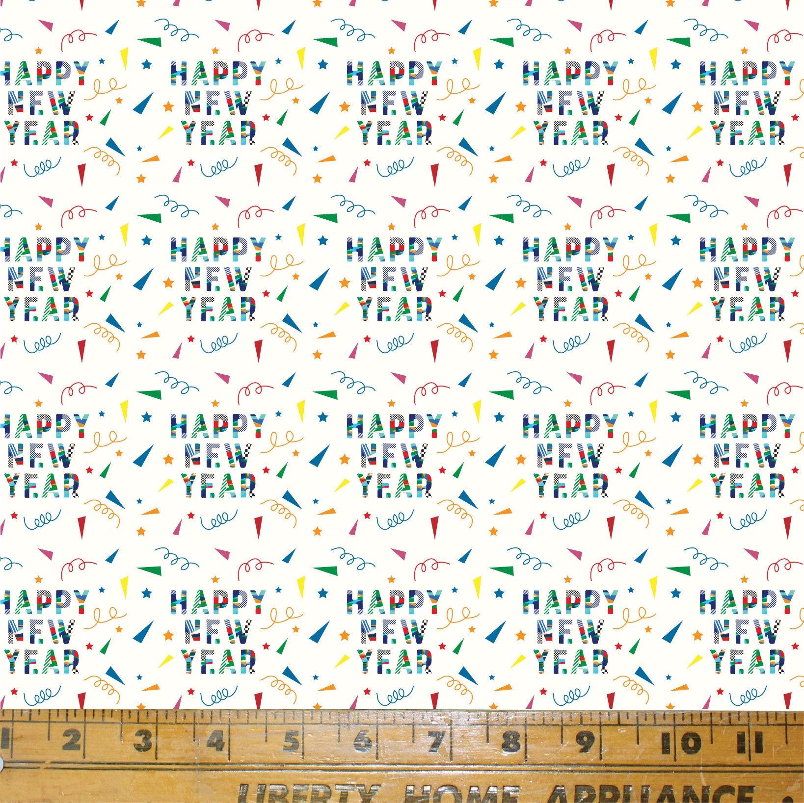 Happy New Year Fabric Print in White. Textile Print / Facemask | Etsy