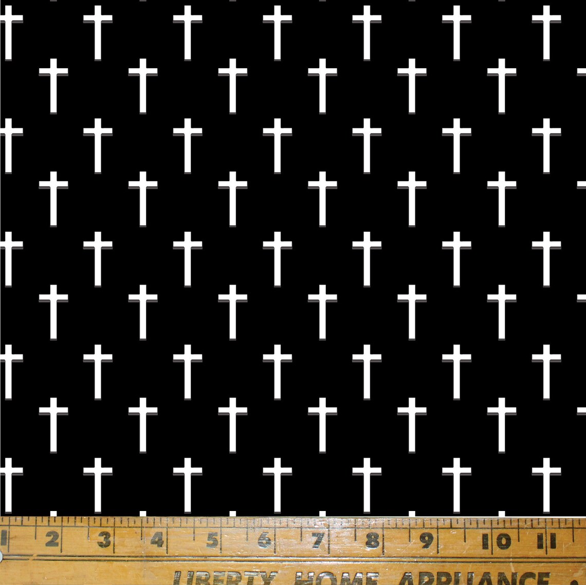 Cross 1 Fabric Print in Black. Textile Print / Cotton Fabric | Etsy