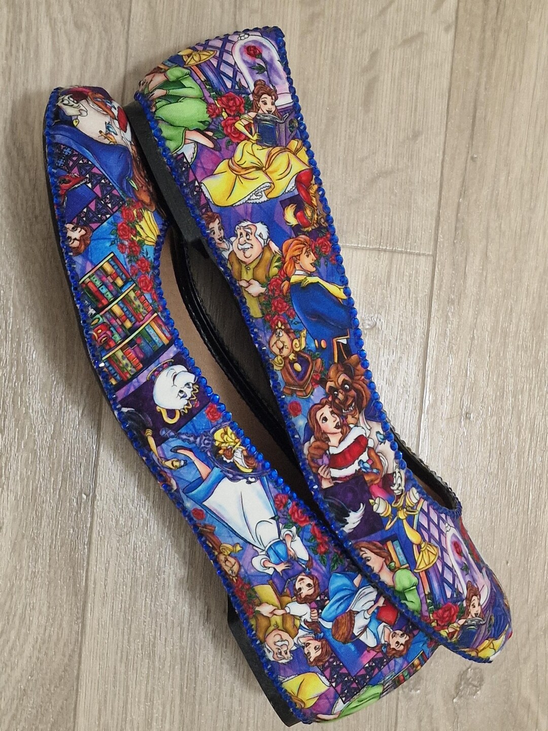 Beauty and Beast Inspired Dolly Shoes Ladies Flats Choose Your Size ...