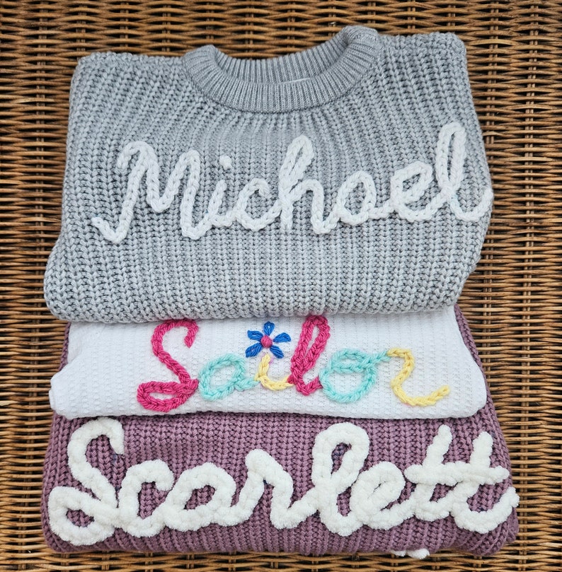 Custom Embroidered Sweaters| Baby Name Announcement| Baby & Children ...