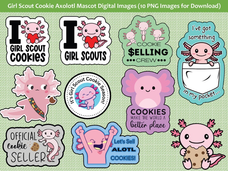 Girl Scout Cookie Axolotl 2024 Mascot Digital PNG Image File - Etsy Canada
