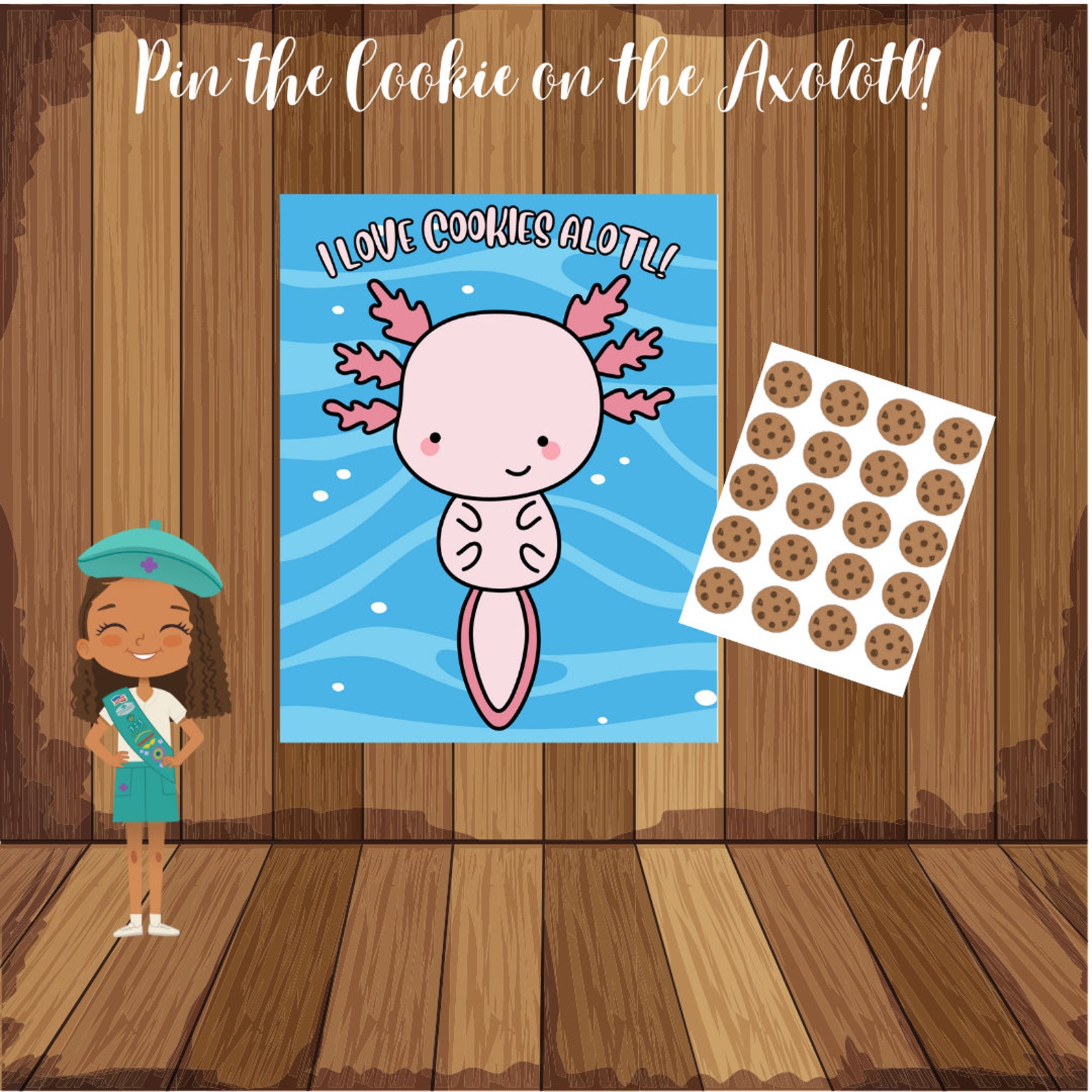 Pin the Cookie on the Axolotl, Girl Scout Mascot 2024 - Etsy