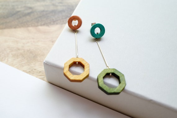 Loopy Hoop Wood Earring Bold Earring Statement Earring | Etsy