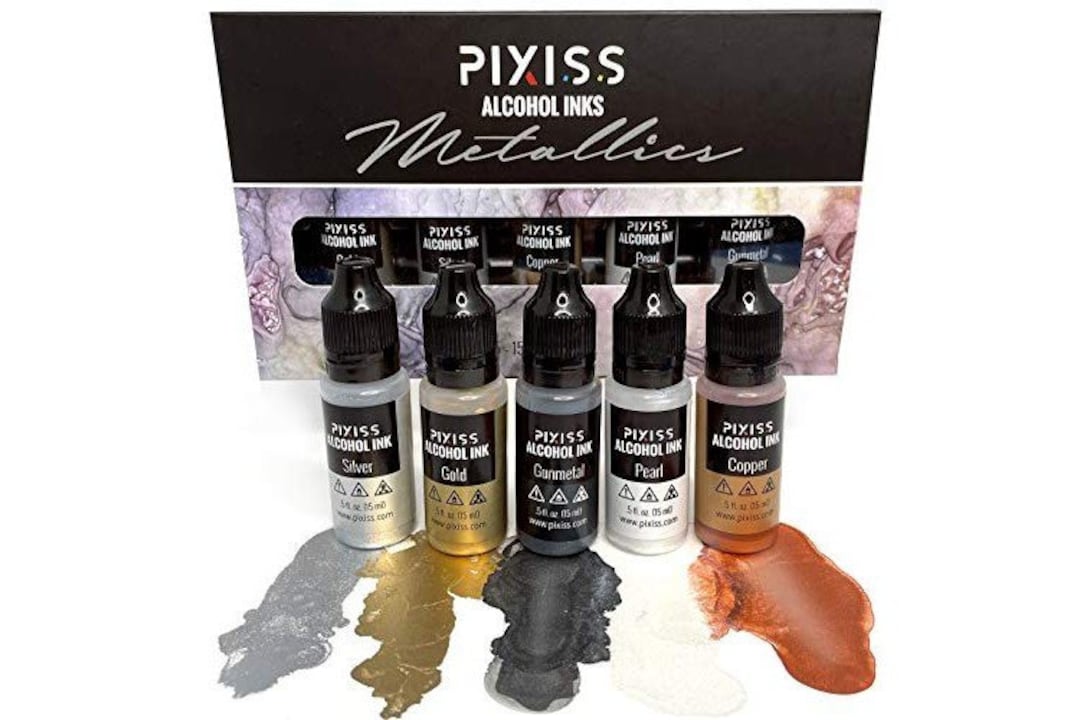 Metallic Alcohol Ink Set, Gold Alcohol Ink, Silver, Gunmetal, Copper ...