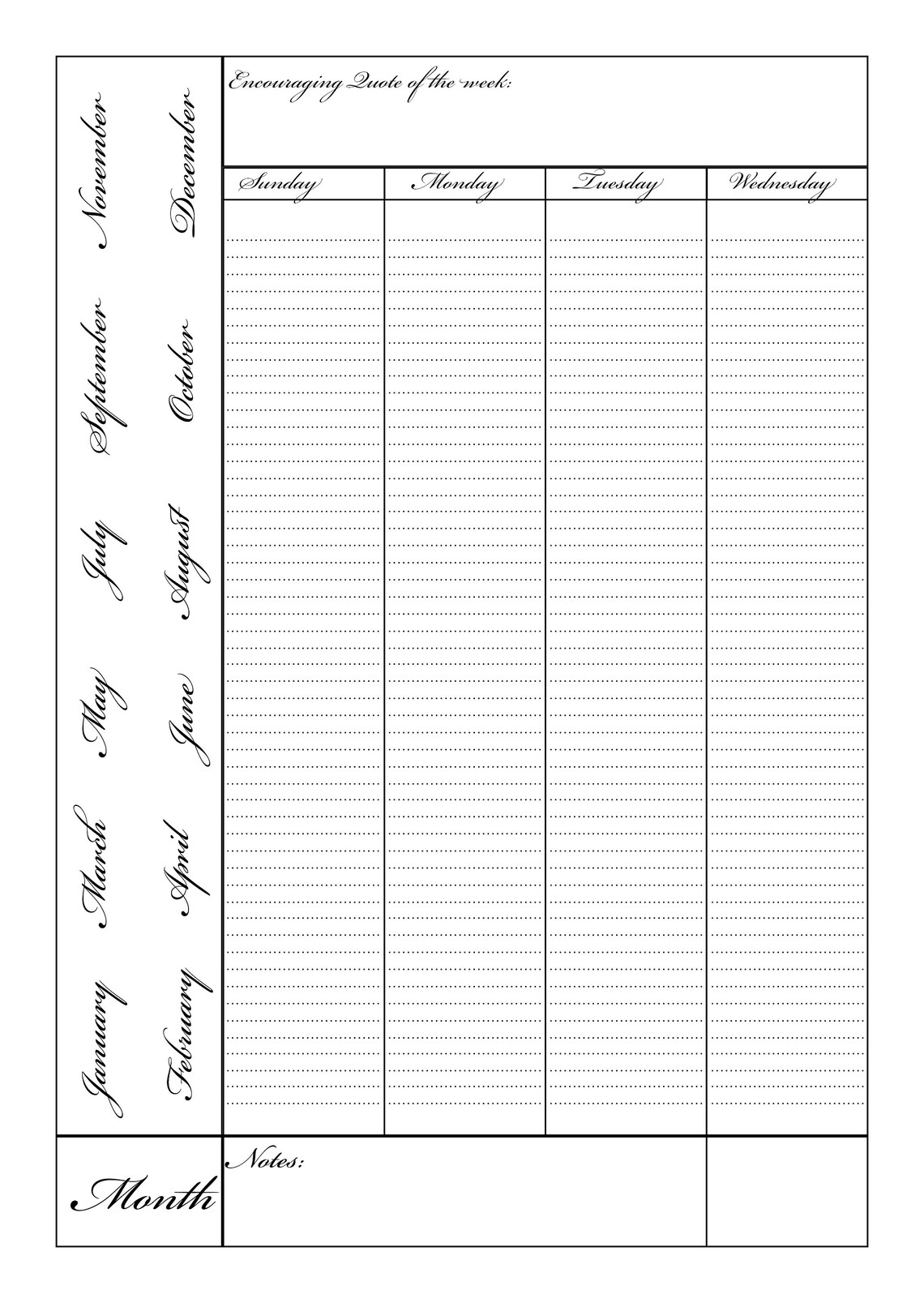 Weekly Planner Printable Vertical Daily Hourly Schedule in 4 - Etsy