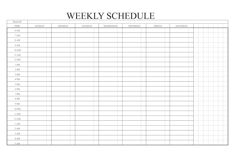 Printable Hourly Weekly Schedule, Landscape Weekly Planner, 8.5 X 11 ...