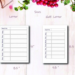 Printable Weekly Horizontal Planner on 2 Pages- Sunday and Monday Week ...