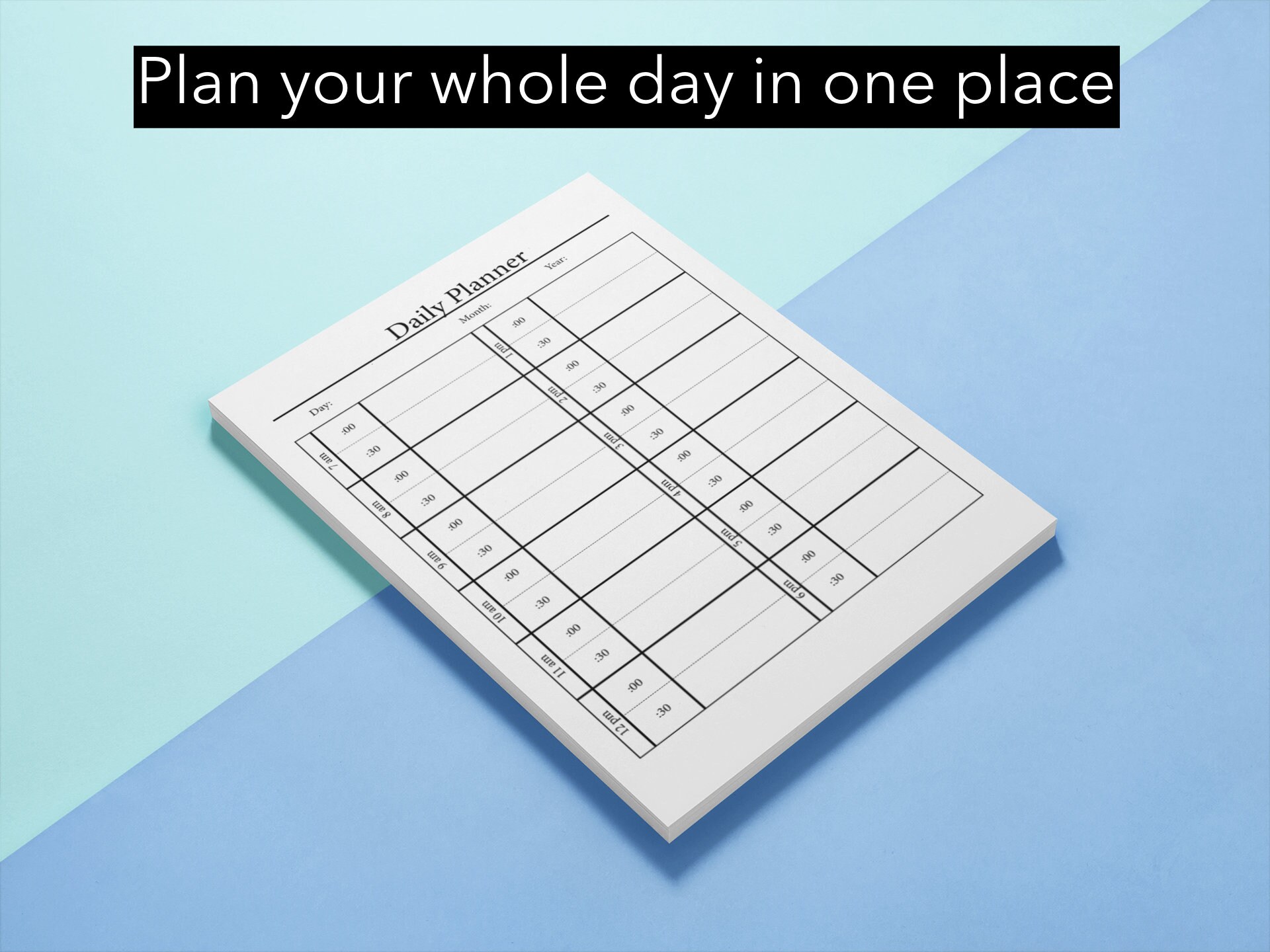 30 Minute Daily Planner Notepad, Portrait Layout 24 Hour Planner in 15 ...