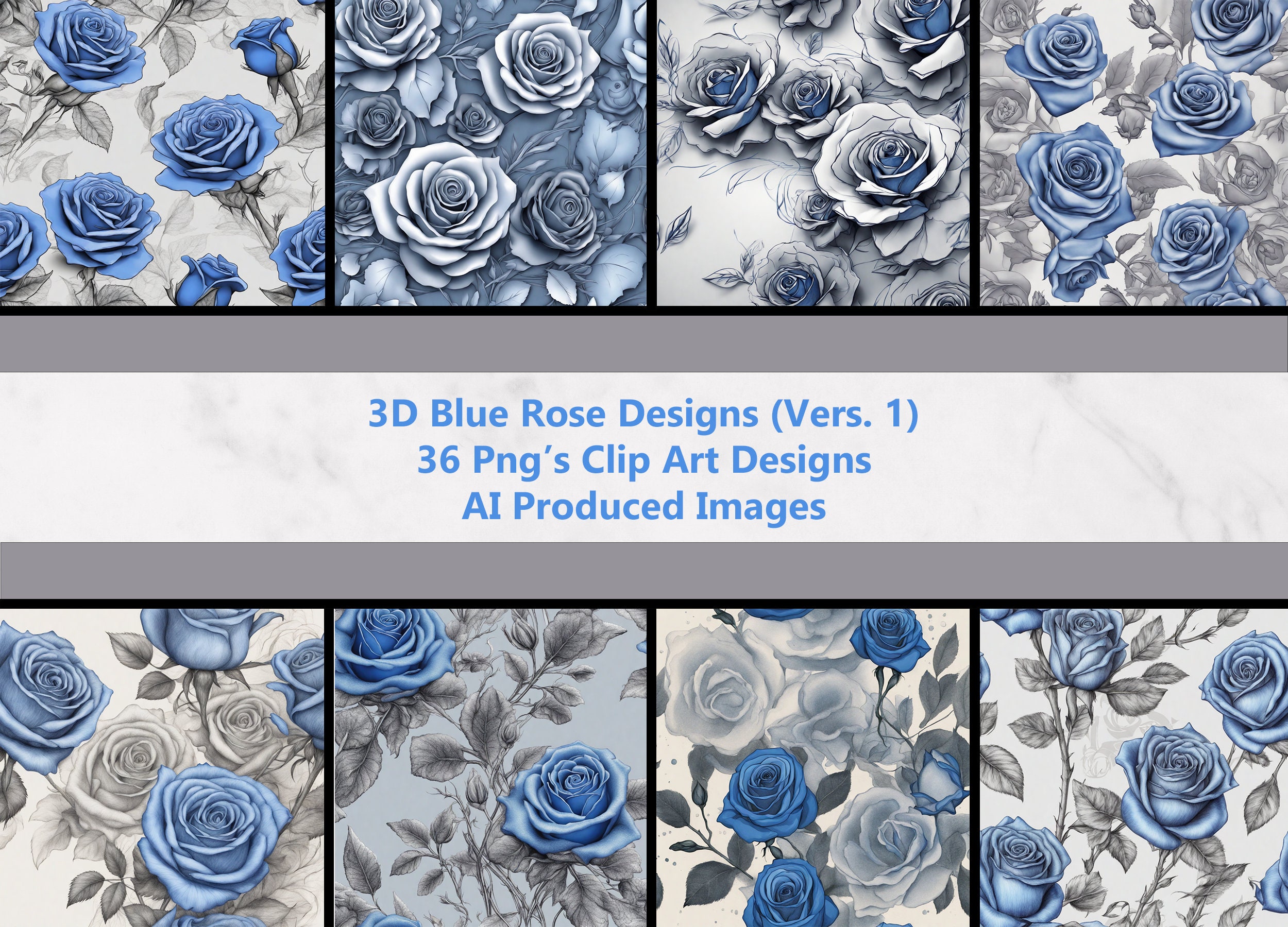 Blue Rose Clipart Blue Rose Clip Art Blue Rose PNG Digital Download ...